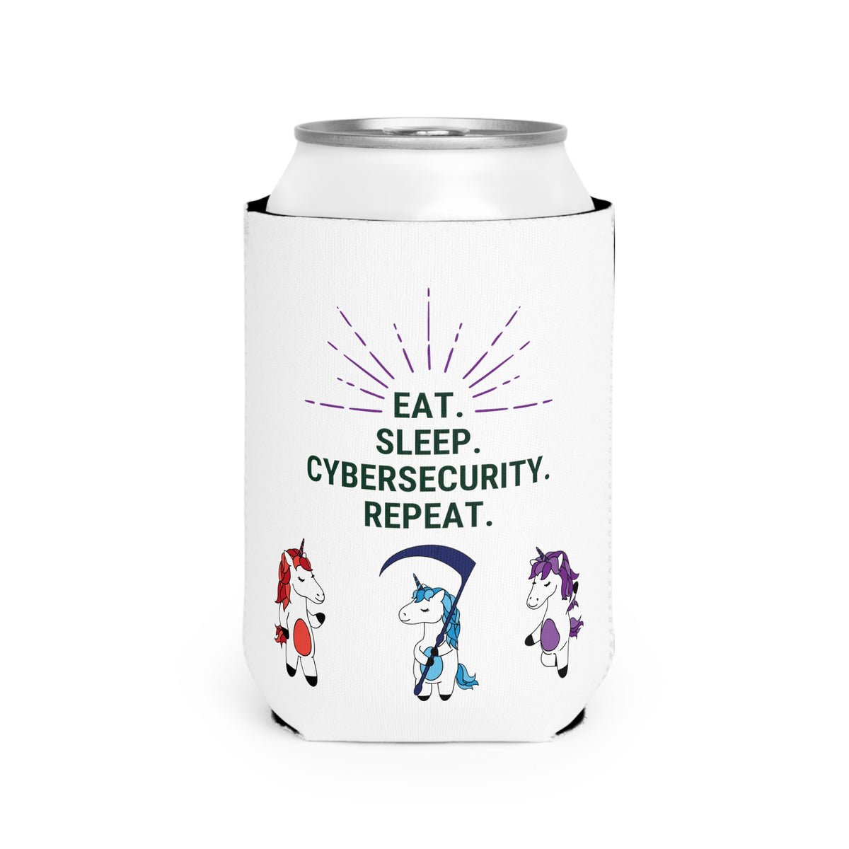 Eat. Sleep. Cybersecurity. Repeat. Koozie – SCYTHE Swag